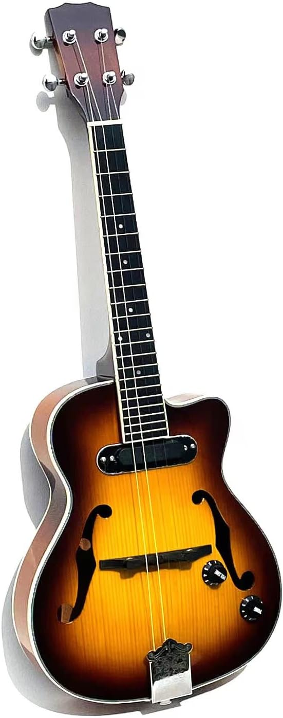 Jazz Ukulele with F hole and pickup Mini Electric-Acoustic 4 Steel ...