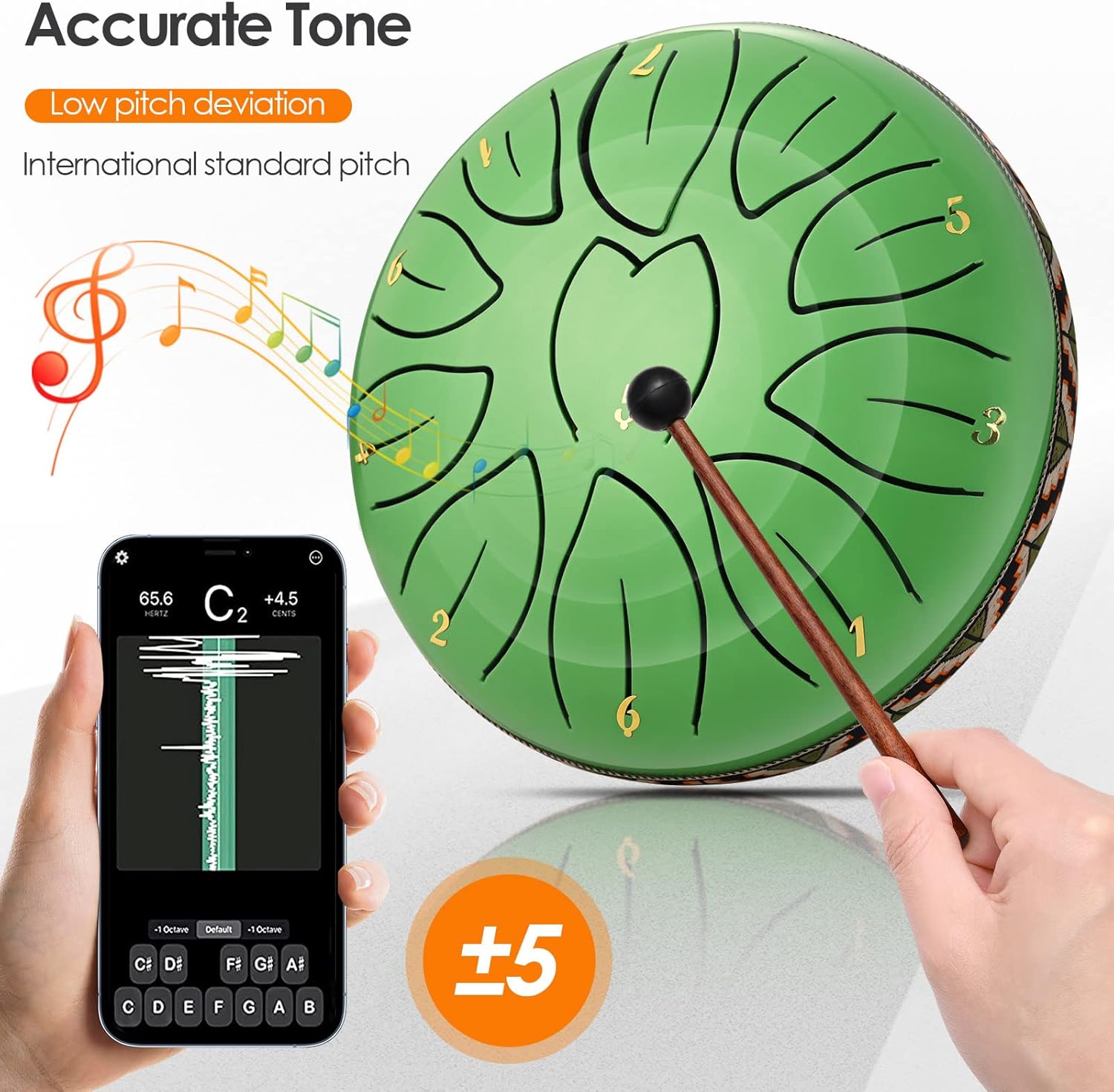 Steel Tongue Drum 6 Inch 11 Tone Hand Pan Drum with Pocket, Fingerpick ...